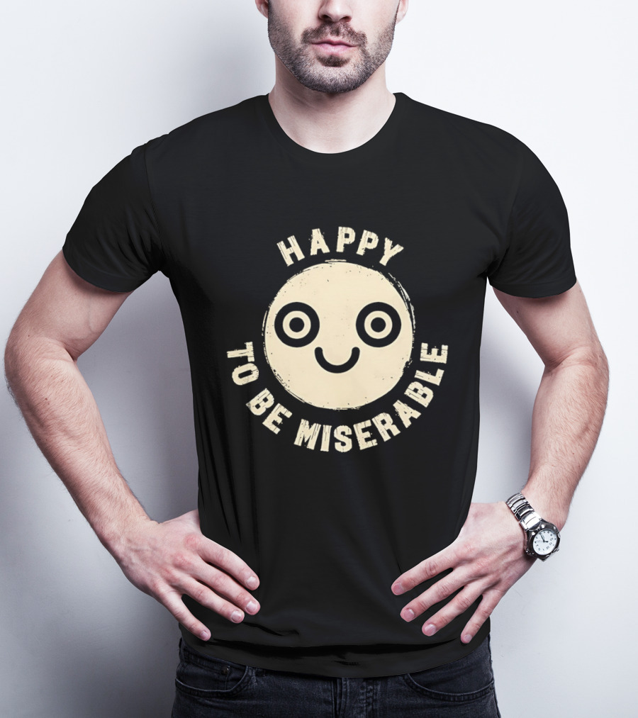 Miserably Happy Smiley Face Circular T-Shirt