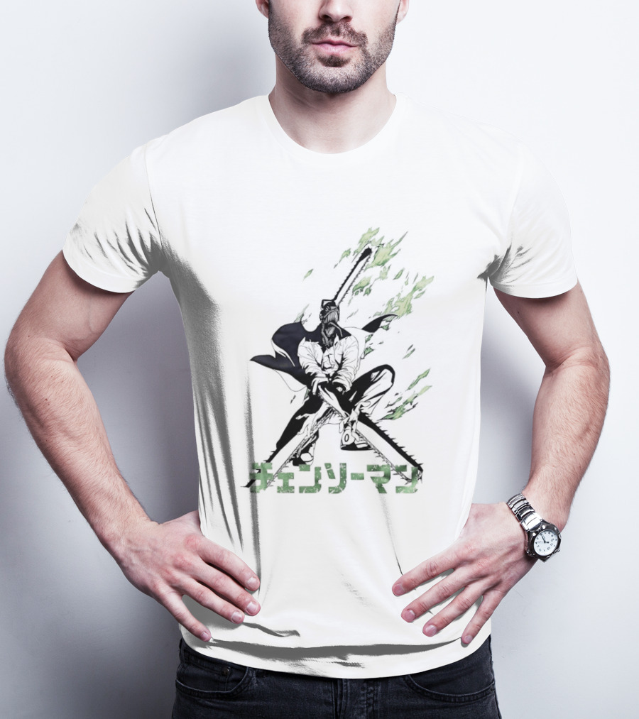 Chainsaw Man Katana Duel Anime Flames Japanese T-Shirt