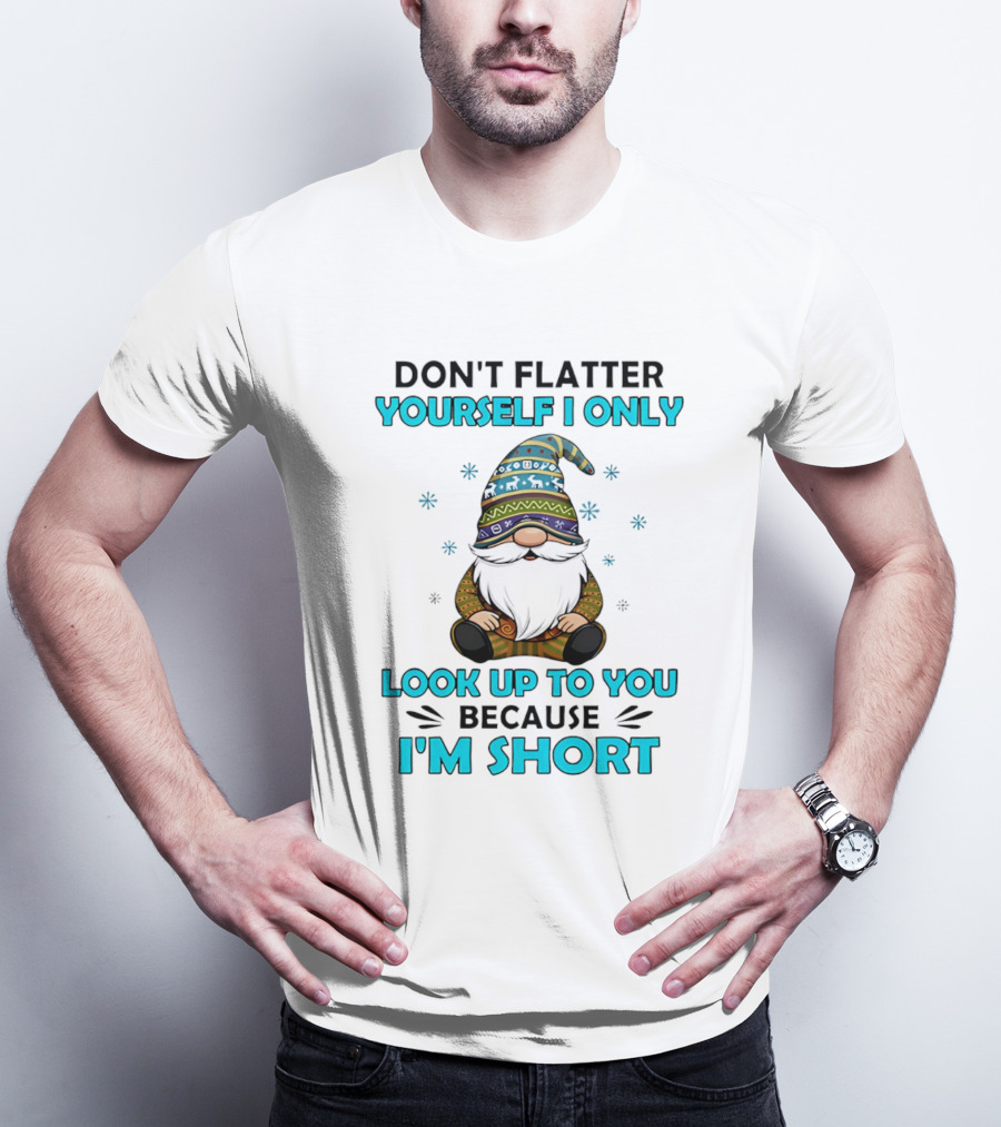 Don't Flatter Yourself I Only Look Up To You Because I'm Short Gnome Winter Decor T-Shirt