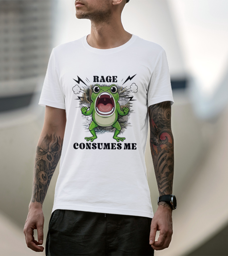 Rage Consumes Me Grumpy Frog Scream Meme T-Shirt