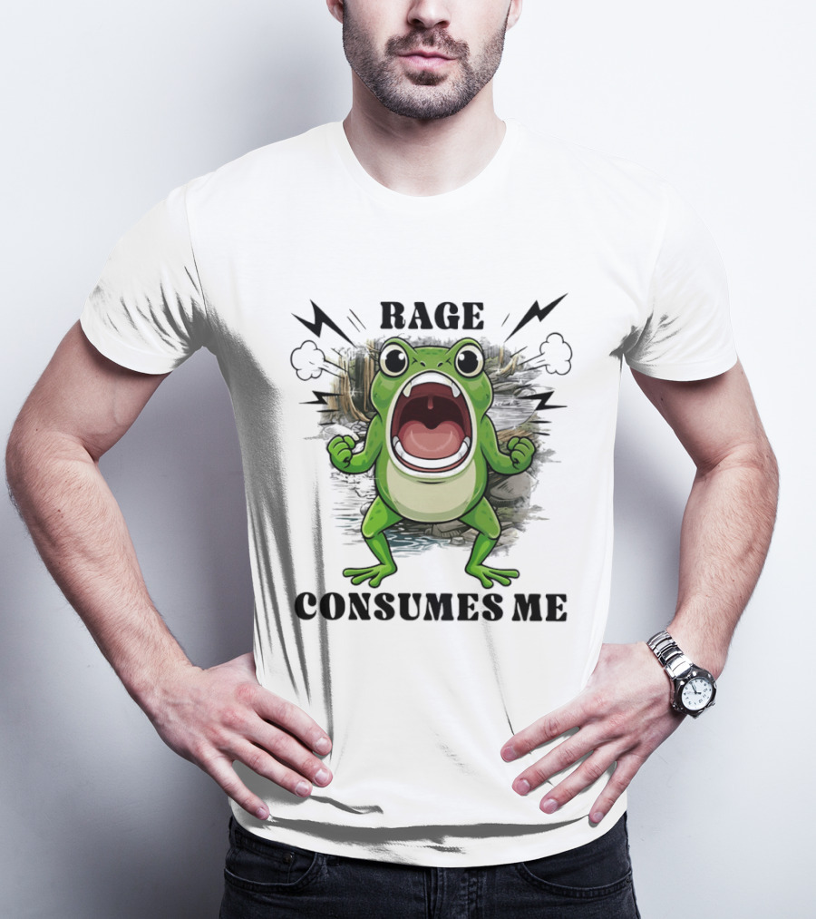 Rage Consumes Me Grumpy Frog Scream Meme T-Shirt