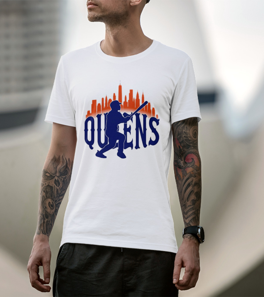 New York Mets Queens Baseball Skyline MLB T-Shirt