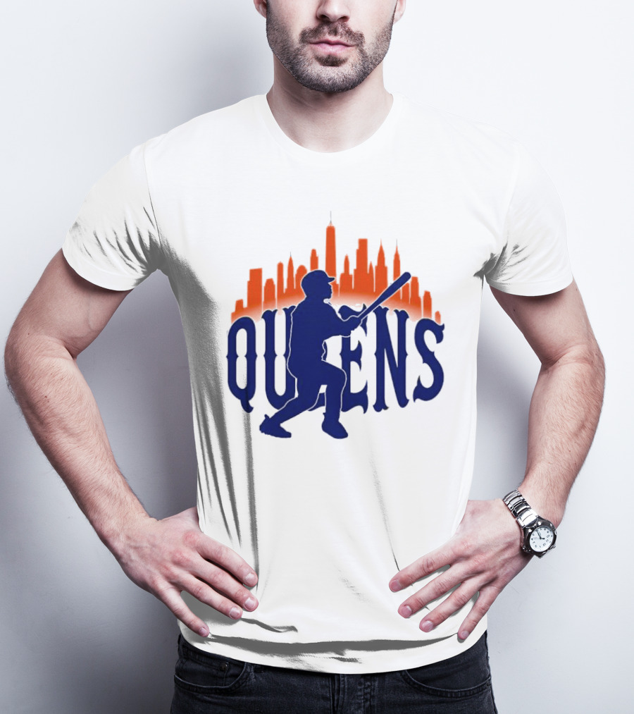 New York Mets Queens Baseball Skyline MLB T-Shirt