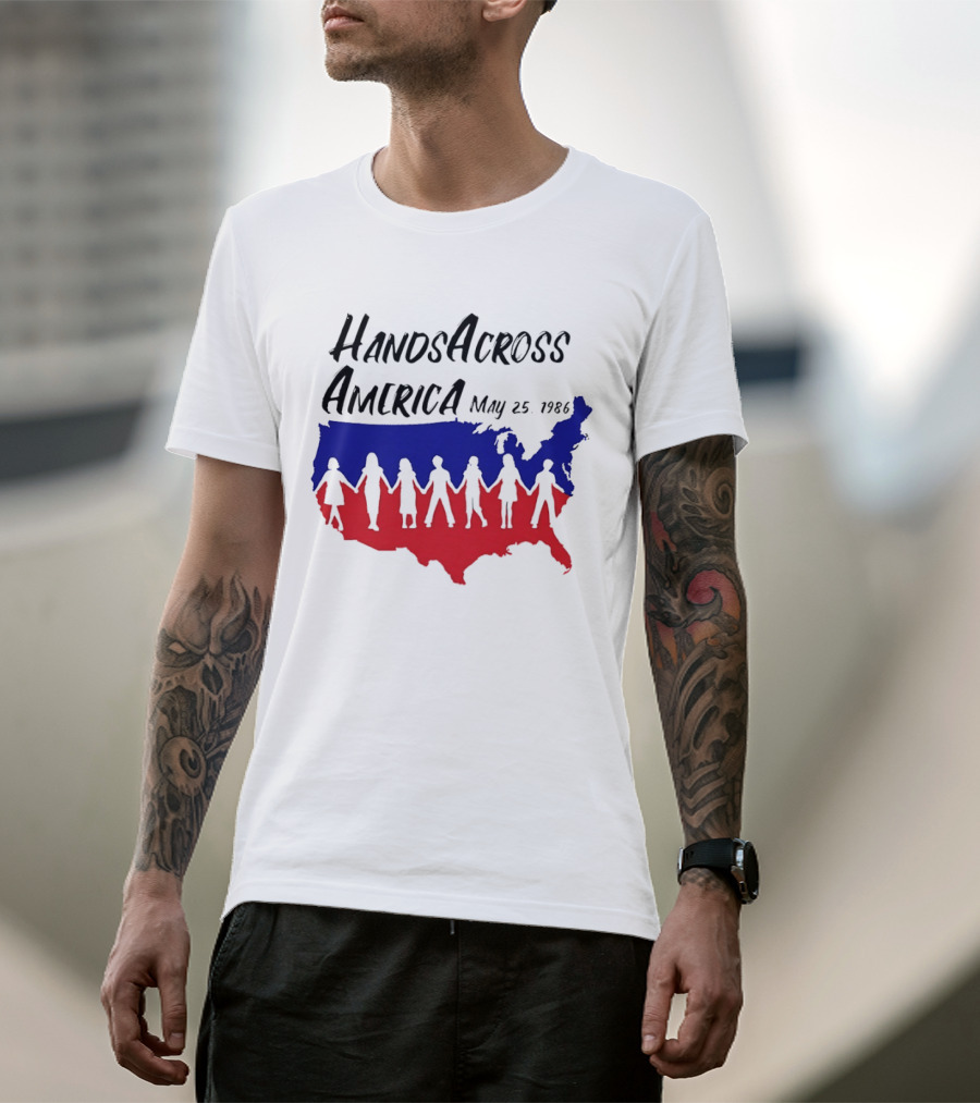 Hands Across America May 25 1986 USA Map T-Shirt