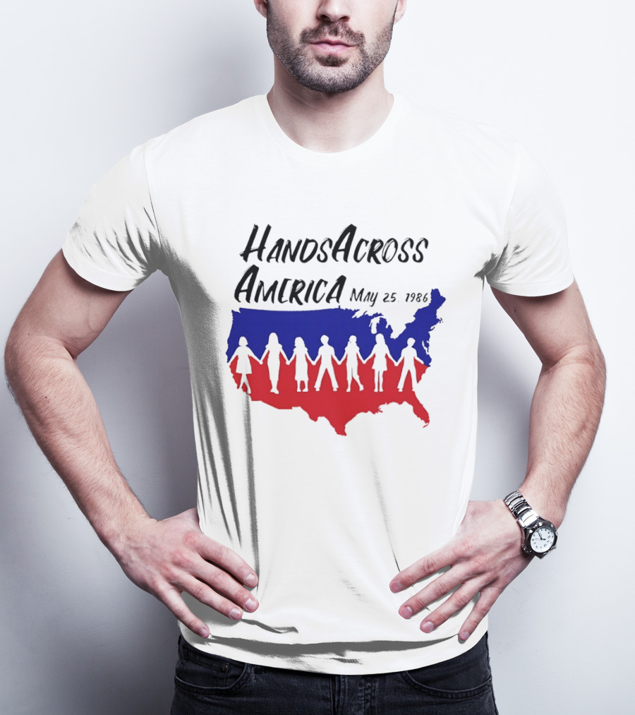 Hands Across America May 25 1986 USA Map T-Shirt