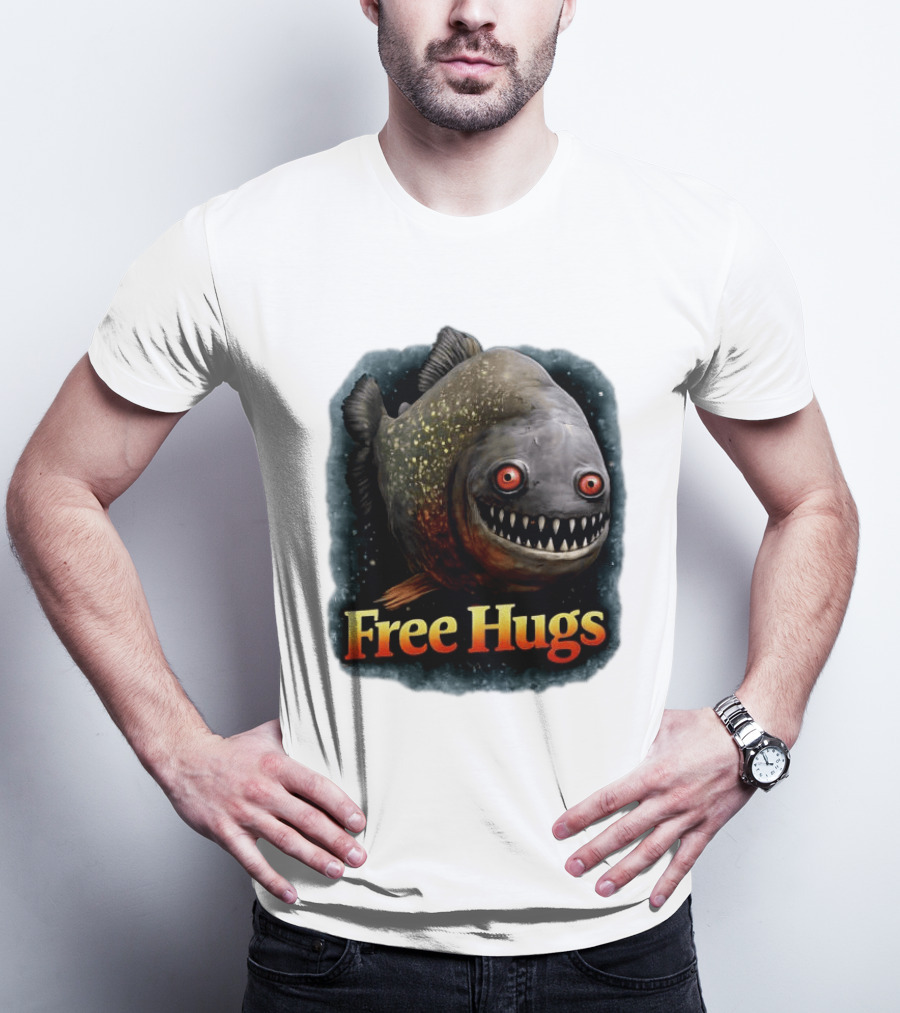 Piranha Free Hugs Creepy Fish Joke T-Shirt