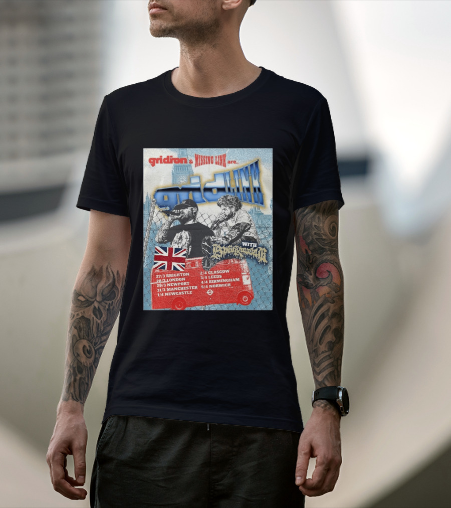 Gridiron X Missing Link UK 2026 Tour With Gridlink Dates And British Flag T-Shirt