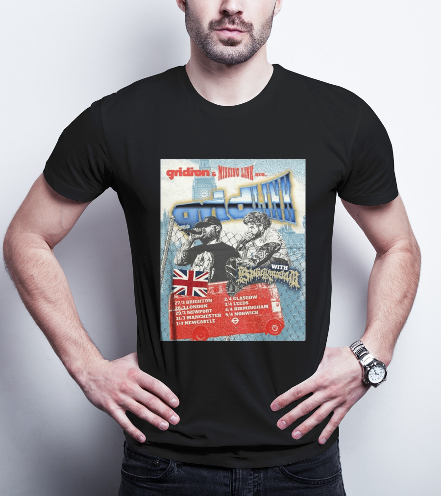Gridiron X Missing Link UK 2026 Tour With Gridlink Dates And British Flag T-Shirt