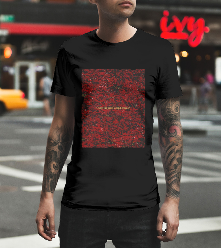 Guess The Grass Wasn't Greener Red And Black Texture T-Shirt
