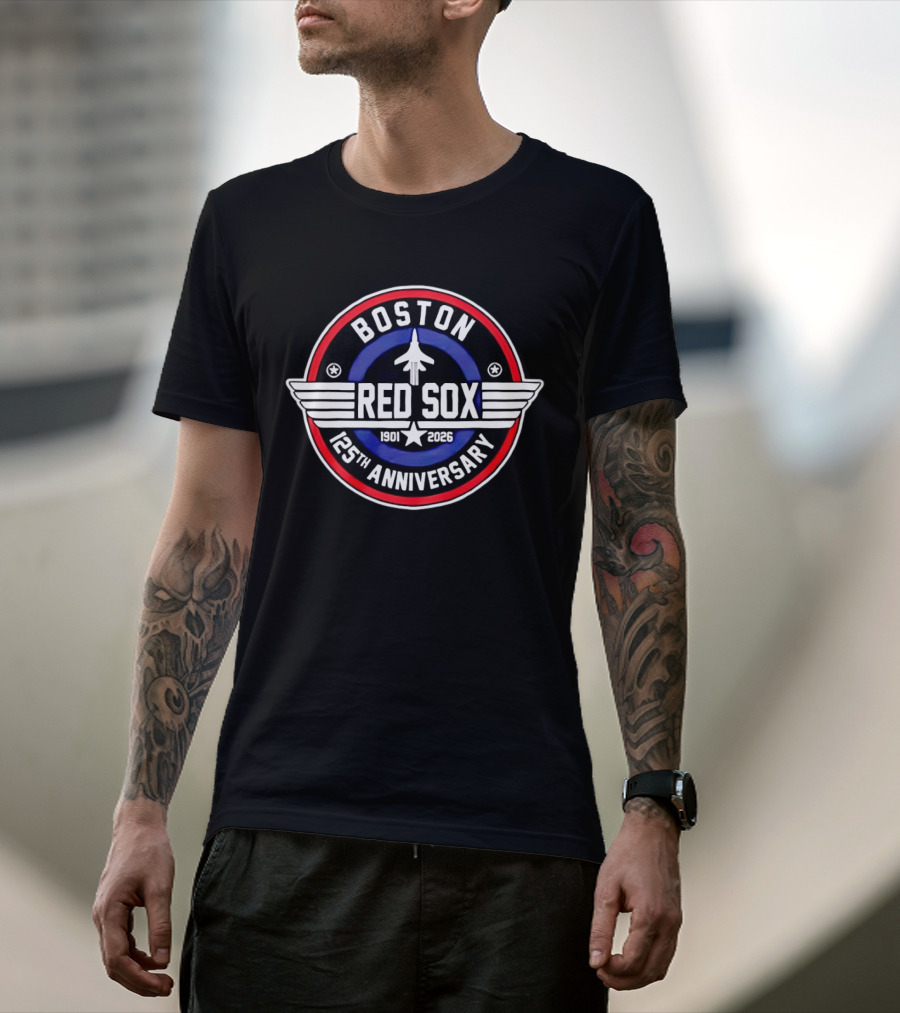 Boston Red Sox 125th Anniversary 1901 2026 Fighter Jet T-Shirt
