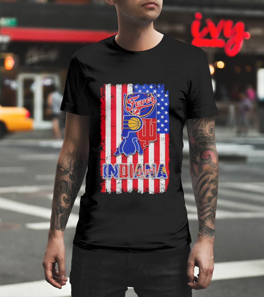 Indiana Fever Pacers Hoosiers American Flag T-Shirt