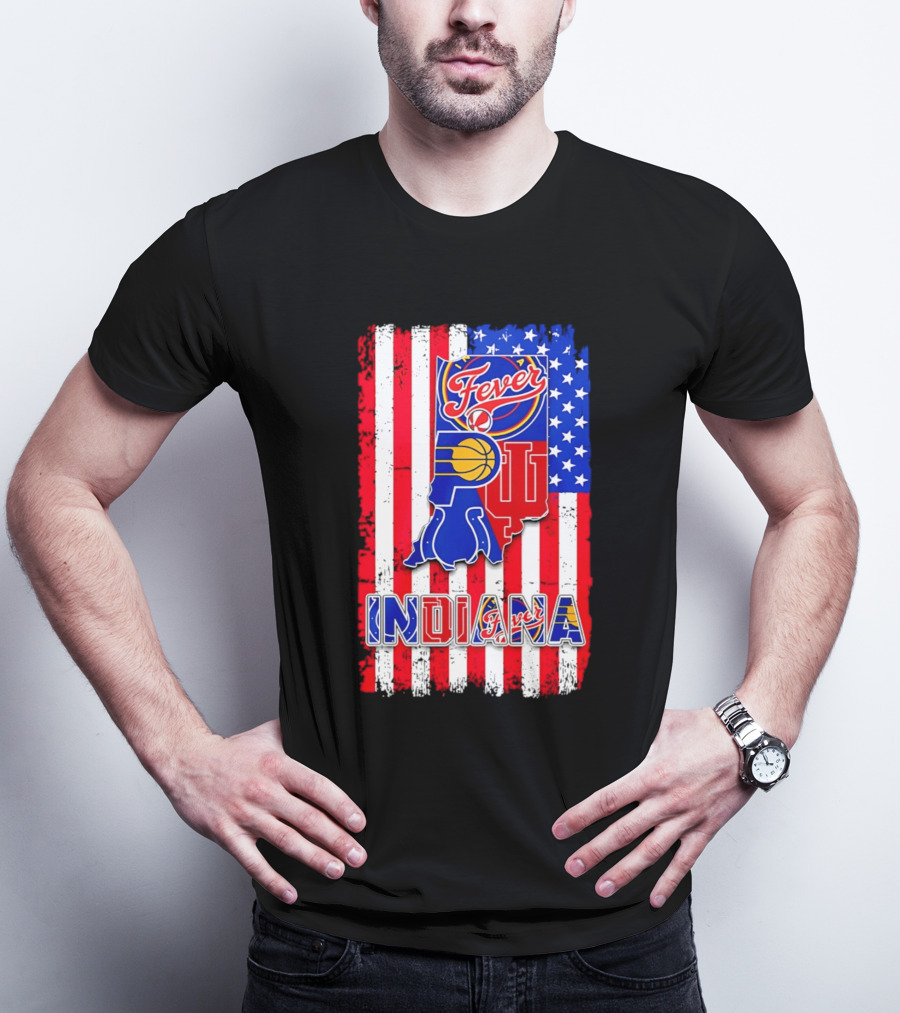Indiana Fever Pacers Hoosiers American Flag T-Shirt