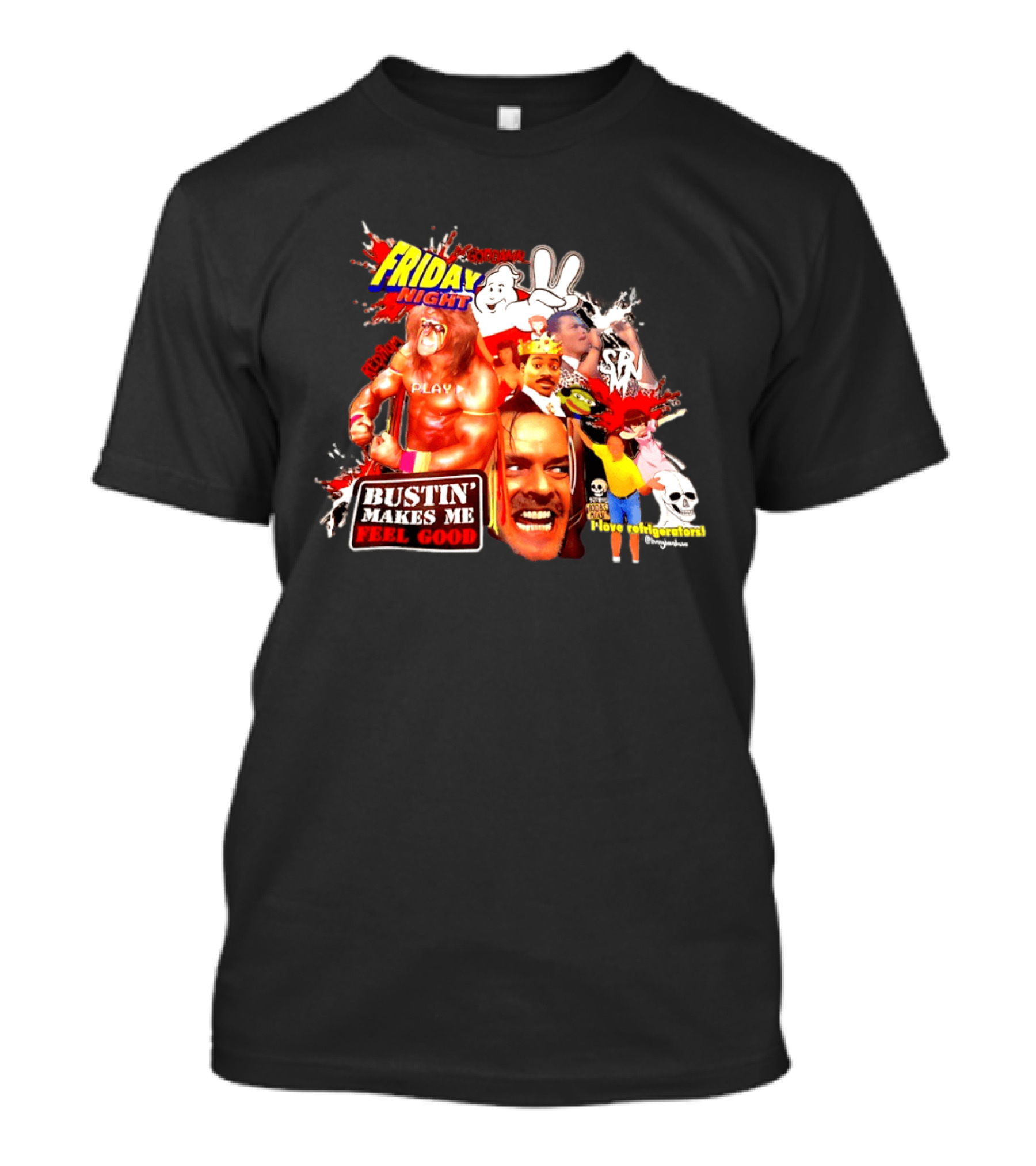 Friday Night Spook Man Bustin' Makes Me Feel Good Skeleton Lovers Retro Stars T-Shirt
