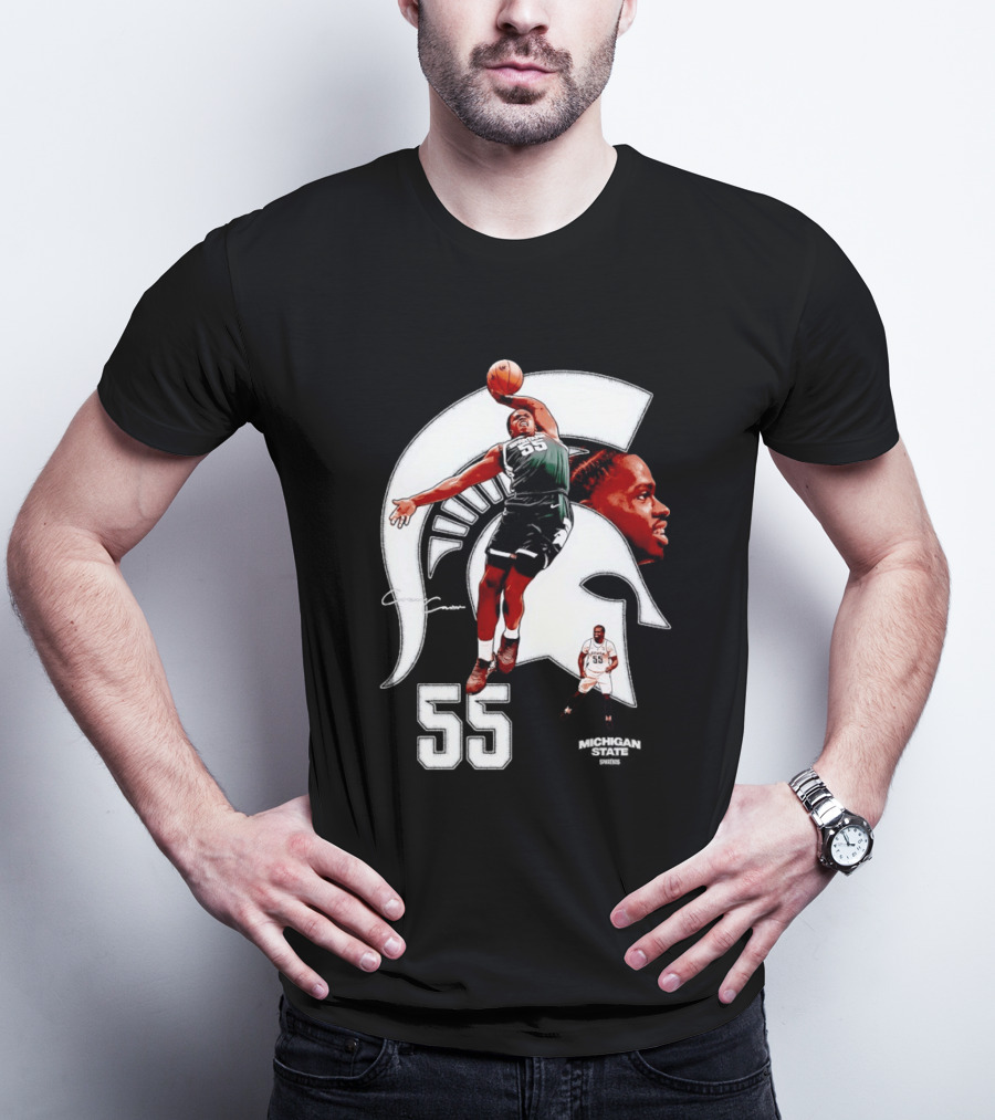 Coen Carr 55 Dunking Michigan State Spartan Basketball Player T-Shirt