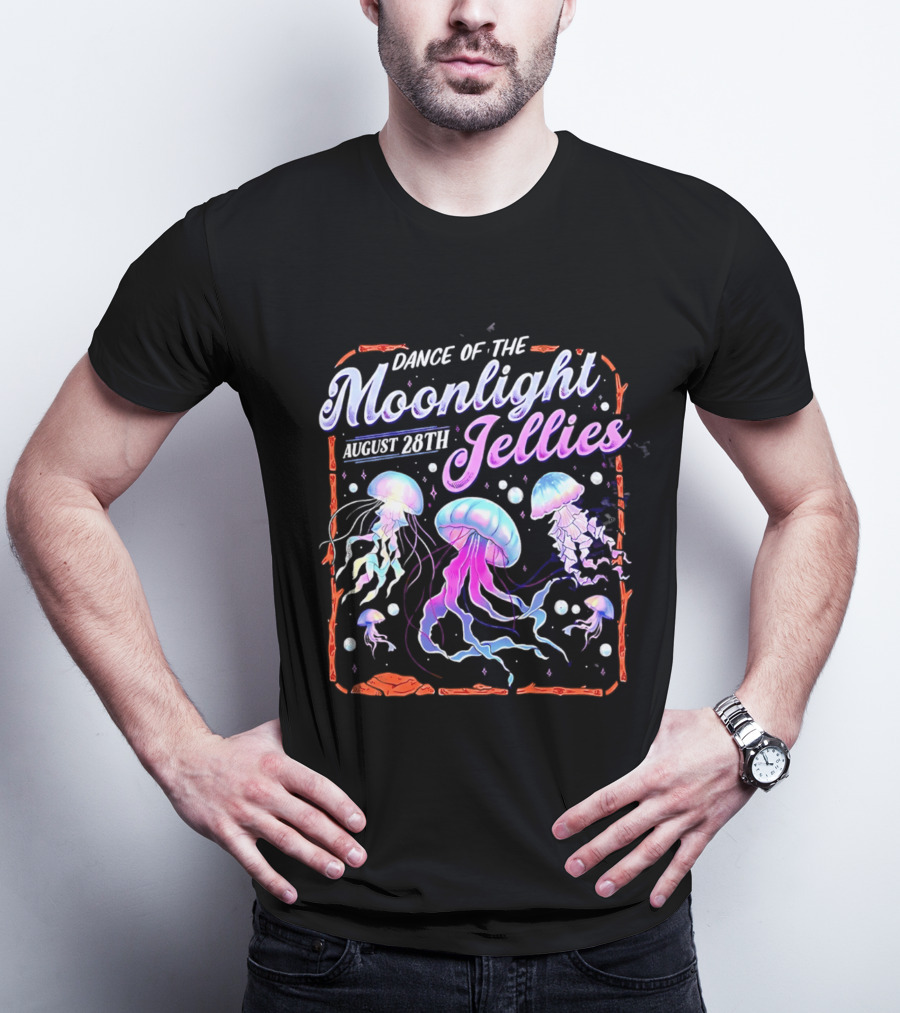 Dance Of The Moonlight Jellies August 28th Event Night Light Ocean Celebration T-Shirt