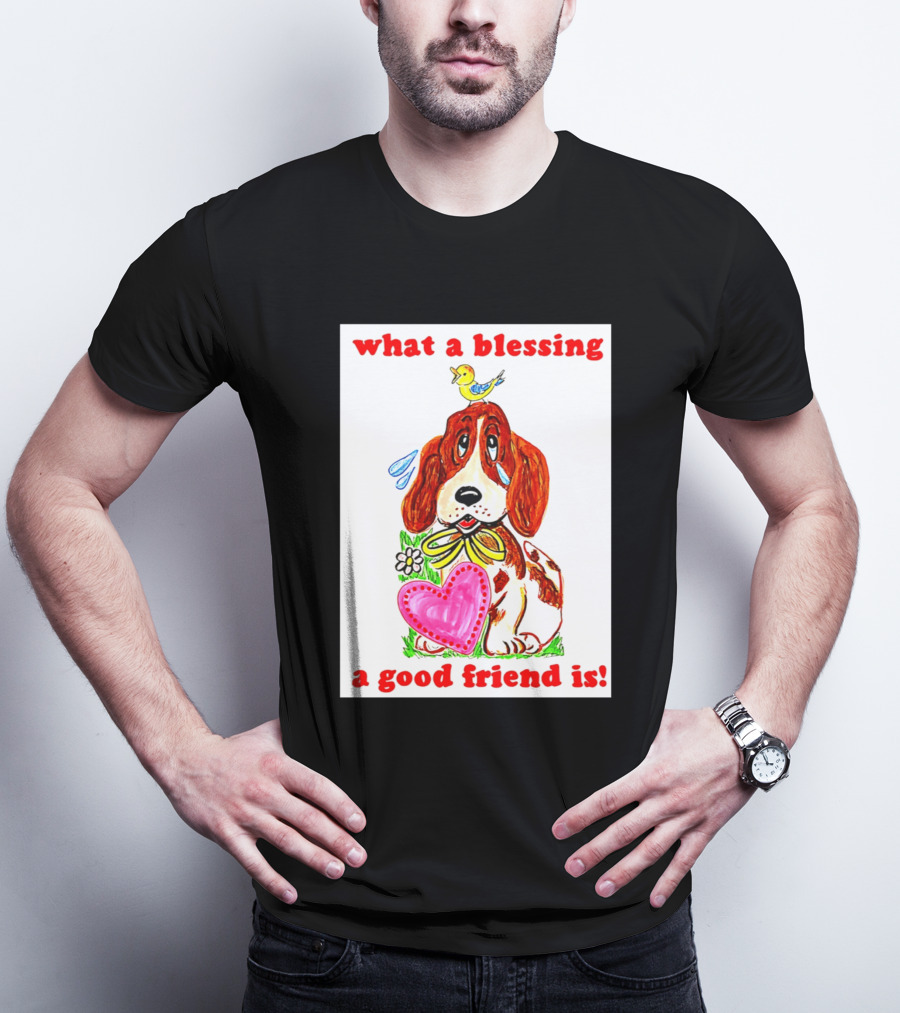 What A Blessing A Good Friend Is Dog And Bird Cartoon T-Shirt