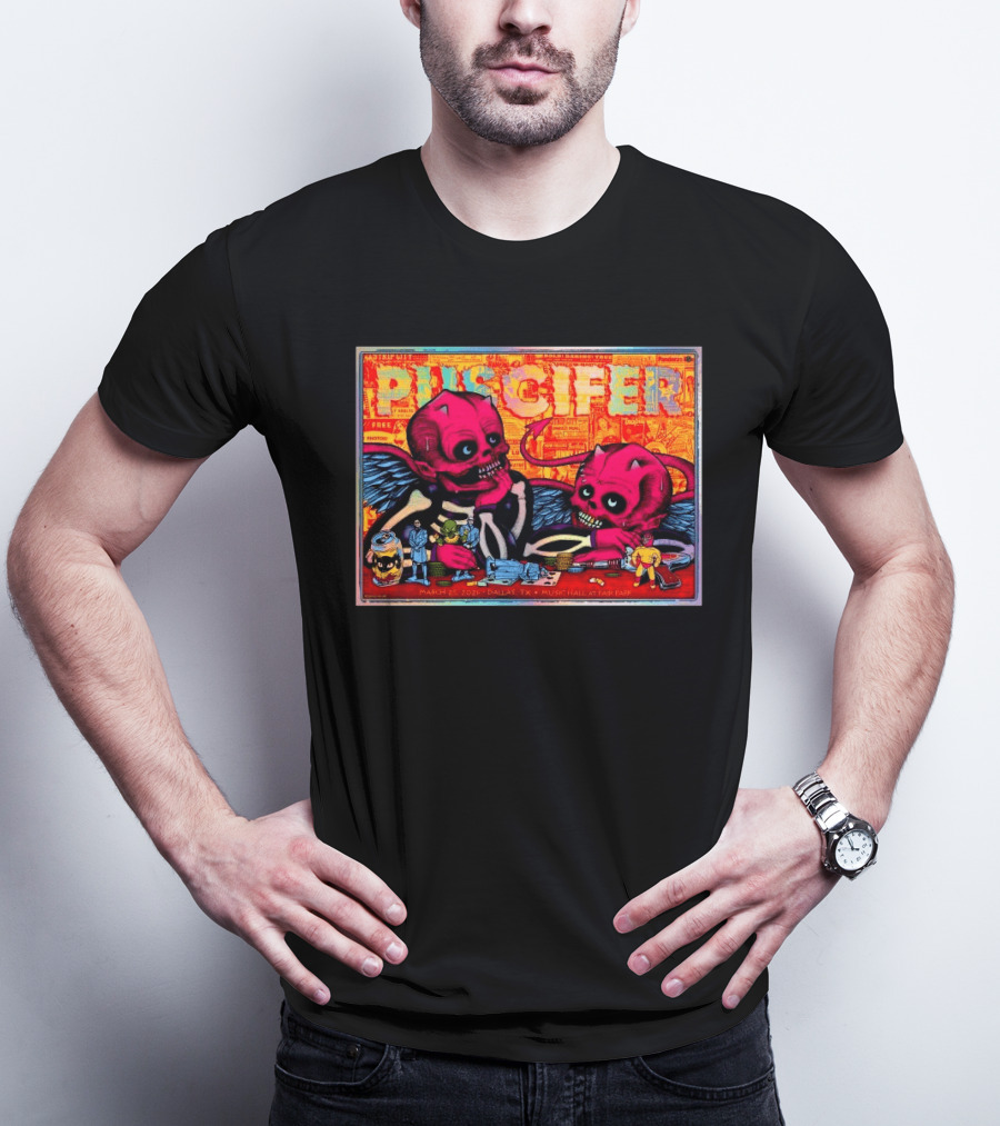 Puscifer Music Hall Fair Park Dallas TX March 25 2026 With Red Winged Skeletons And Vintage Comic T-Shirt