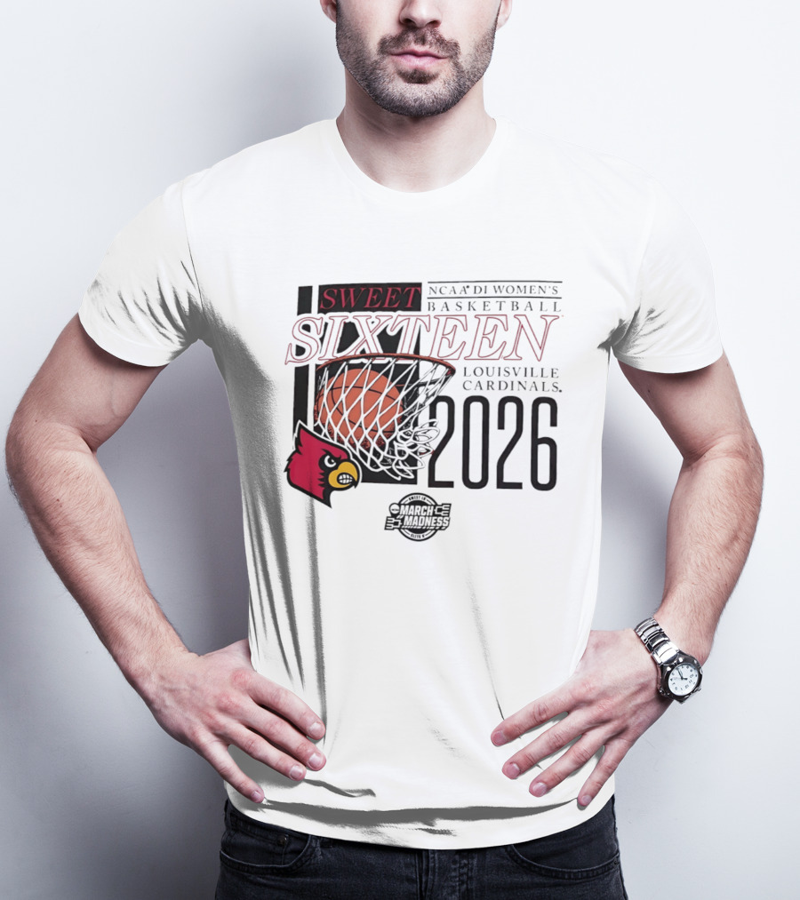 Louisville Cardinals Sweet Sixteen 2026 NCAA D1 Women's Basketball March Madness T-Shirt