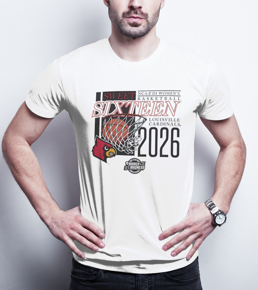 Sweet Sixteen 2026 NCAA DI Women's Basketball Louisville Cardinals College Bounders T-Shirt