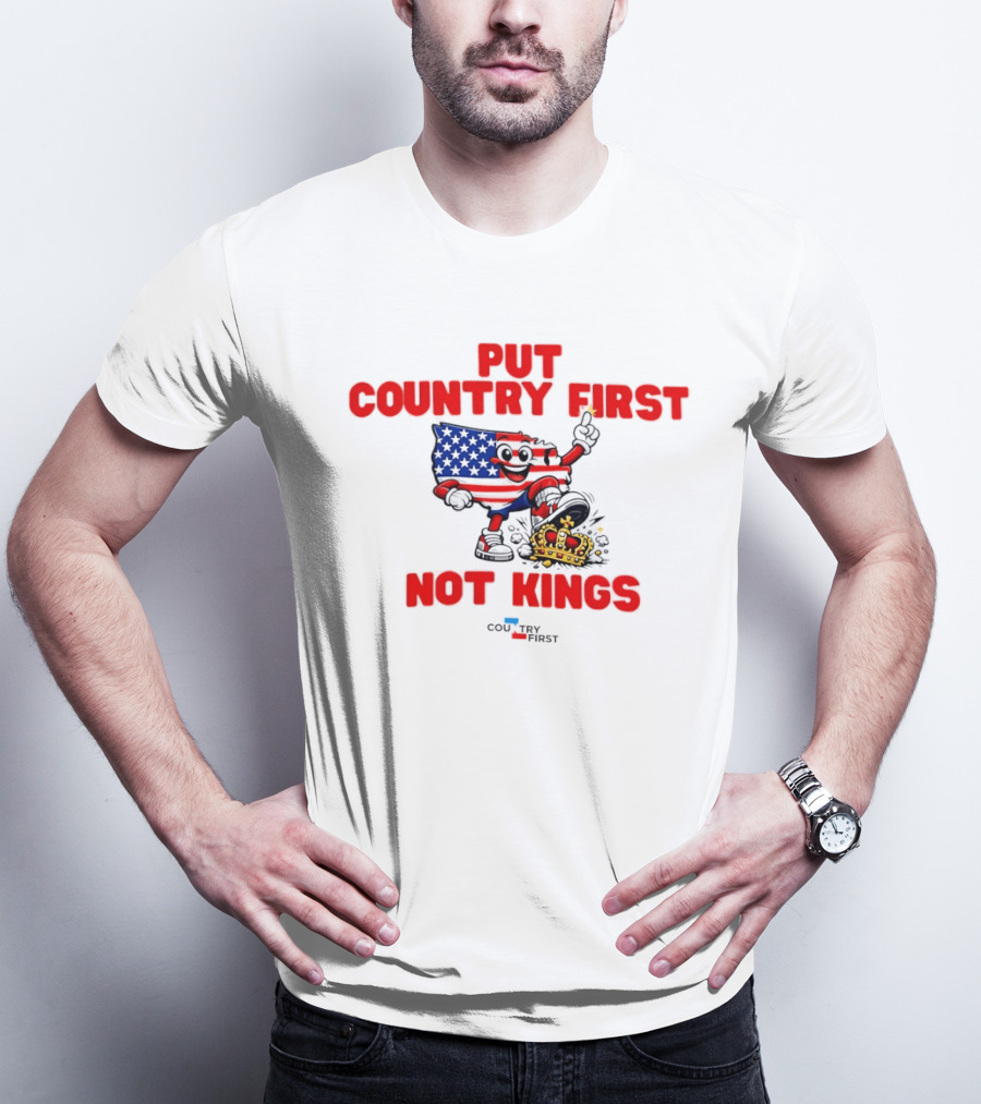 Put Country First Not Kings American Flag Crown T-Shirt