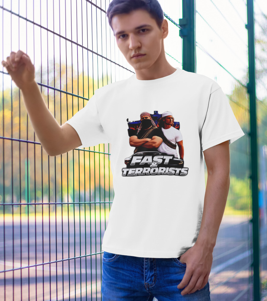 Fast & Terrorists Movie Parody With Muscle Cars And Bandolier T-Shirt