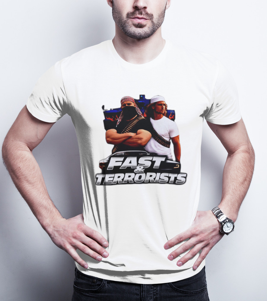 Fast & Terrorists Movie Parody With Muscle Cars And Bandolier T-Shirt