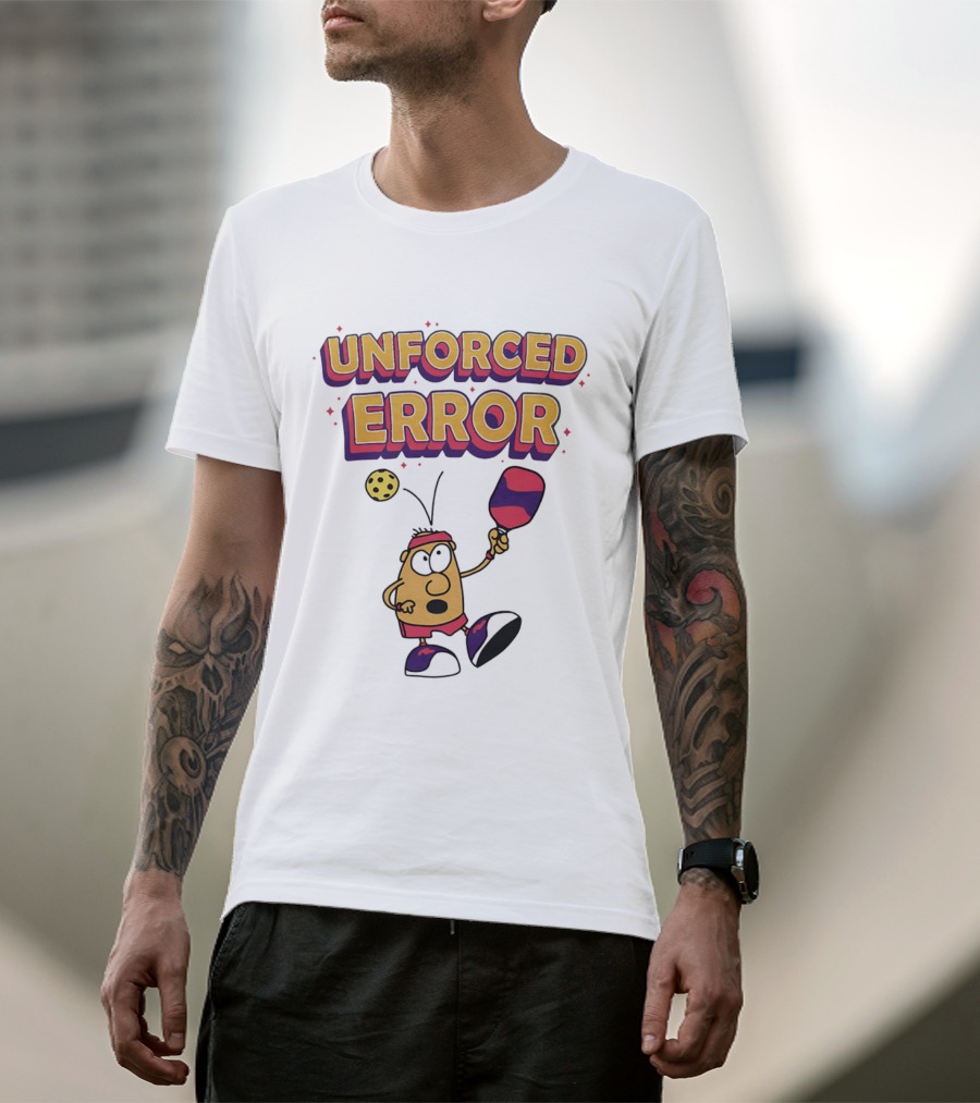 Unforced Error Pickleball Cartoon Paddle Player T-Shirt