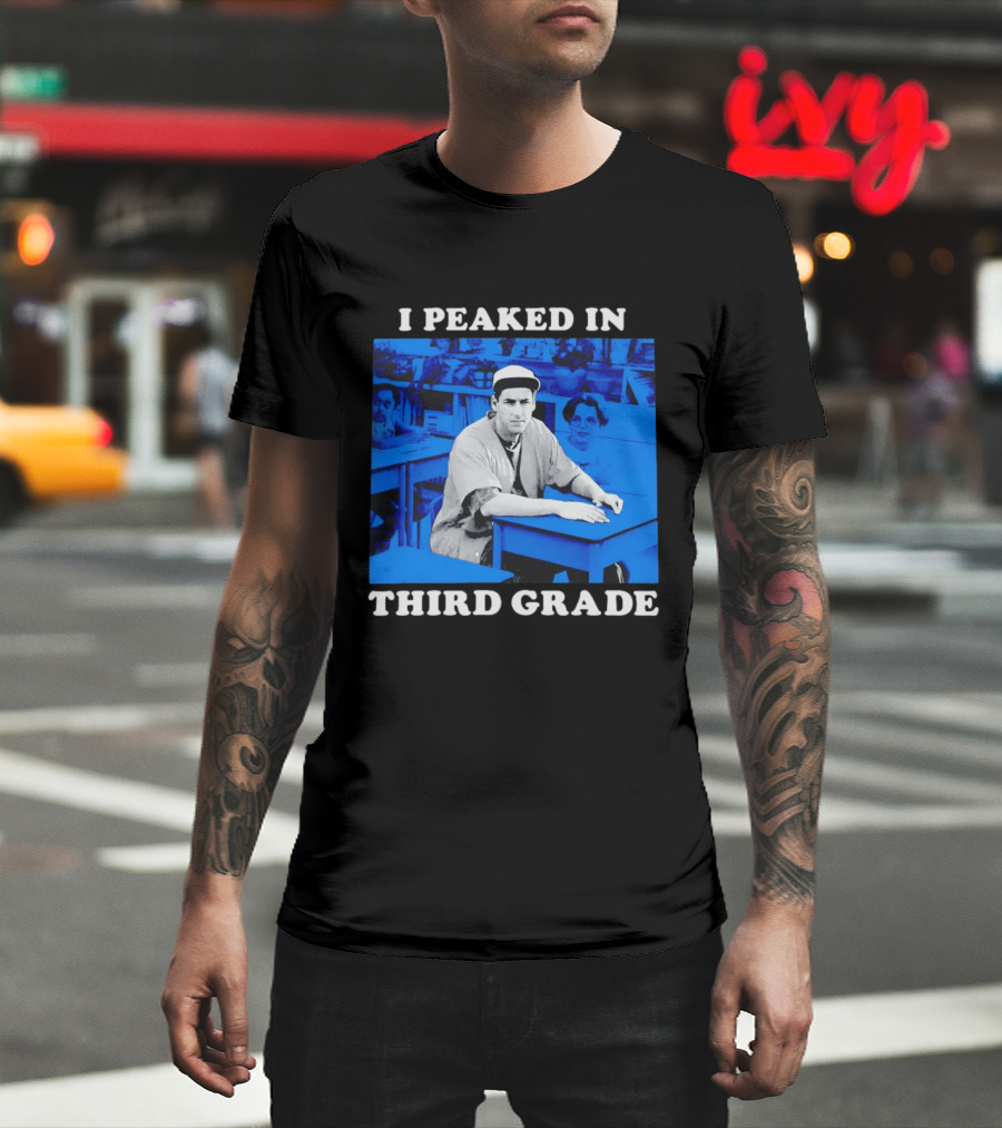 Adam Sandler I Peaked In Third Grade Billy Madison Movie Blue Classroom T-Shirt