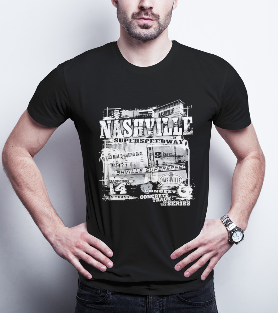 Nashville Superspeedway D Shaped Oval Longest Concrete Track In The Series Racing T-Shirt