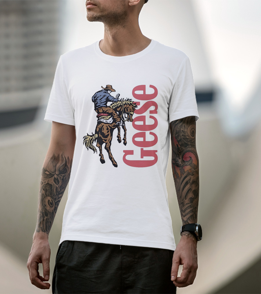 Geese Cowboy Riding Cartoon Adventure T-Shirt