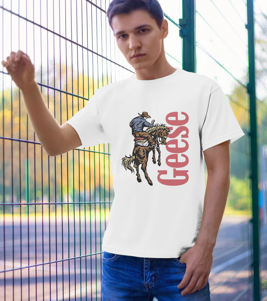 Geese Cowboy Riding Cartoon Adventure T-Shirt