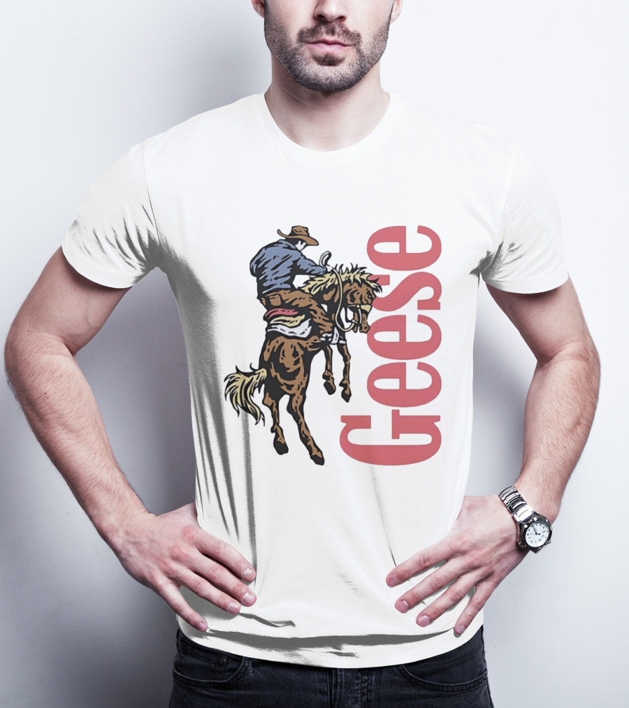 Geese Cowboy Riding Cartoon Adventure T-Shirt