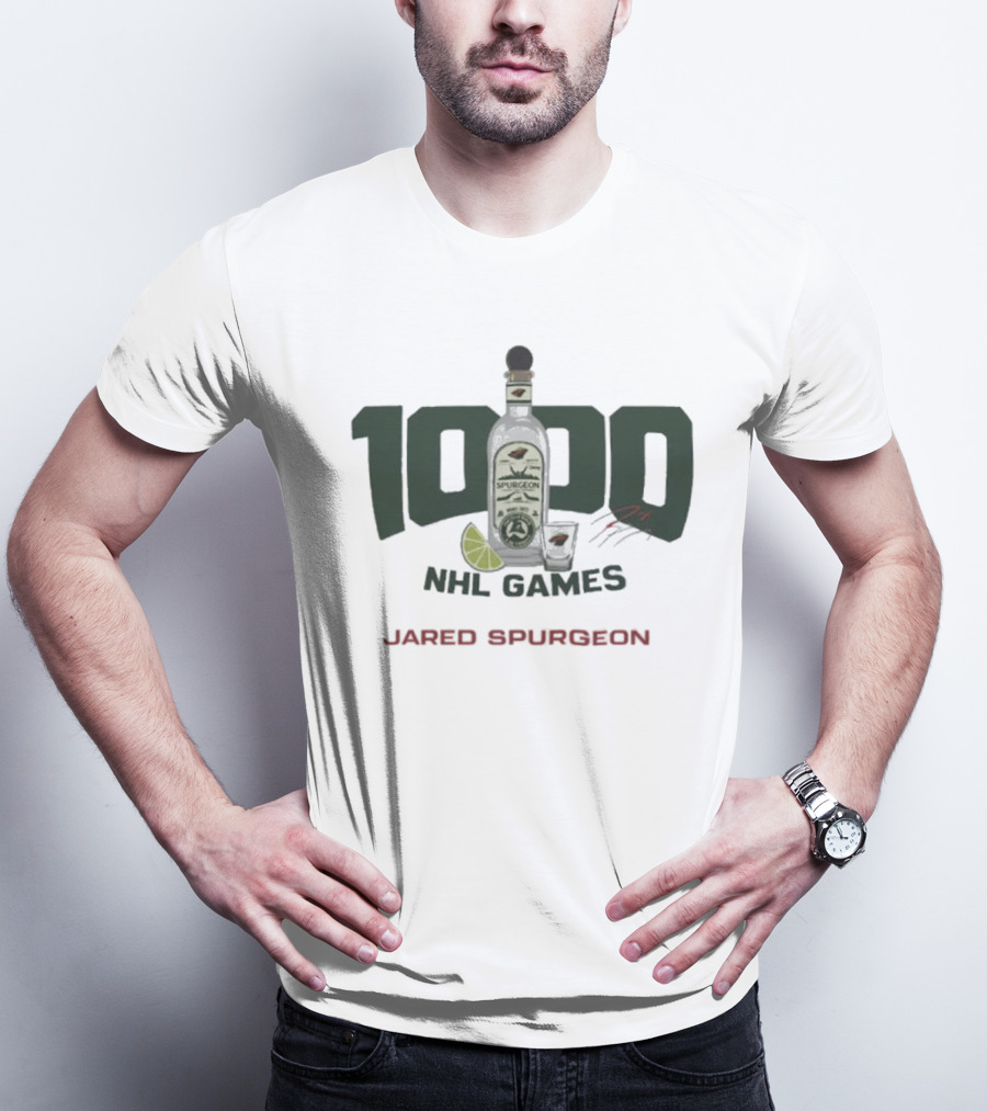 Jared Spurgeon 1000 NHL Games Celebration With Lime And Shot Glass T-Shirt