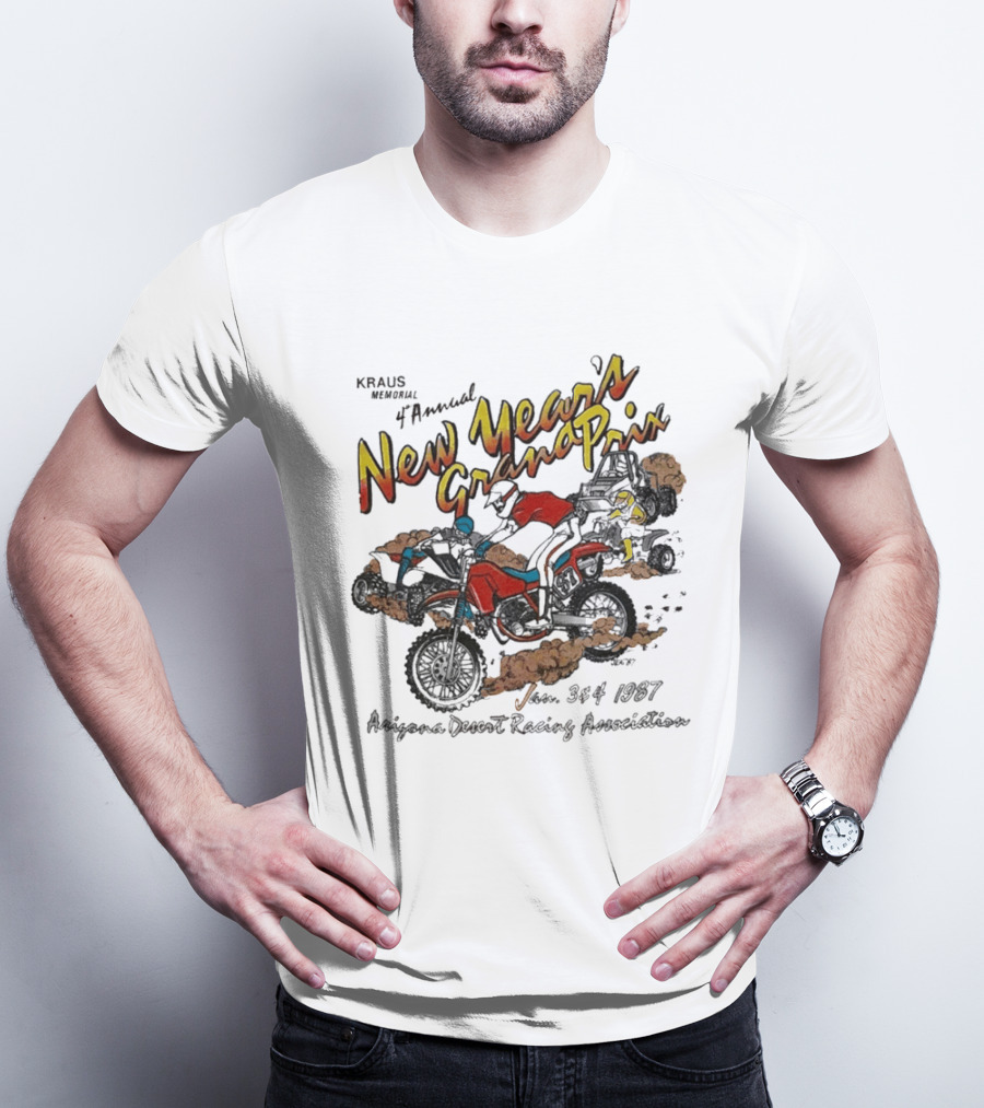 Kraus Memorial 4th Annual New Year's Grand Prix Jan 3 4 1987 Arizona Desert Racing Association T-Shirt