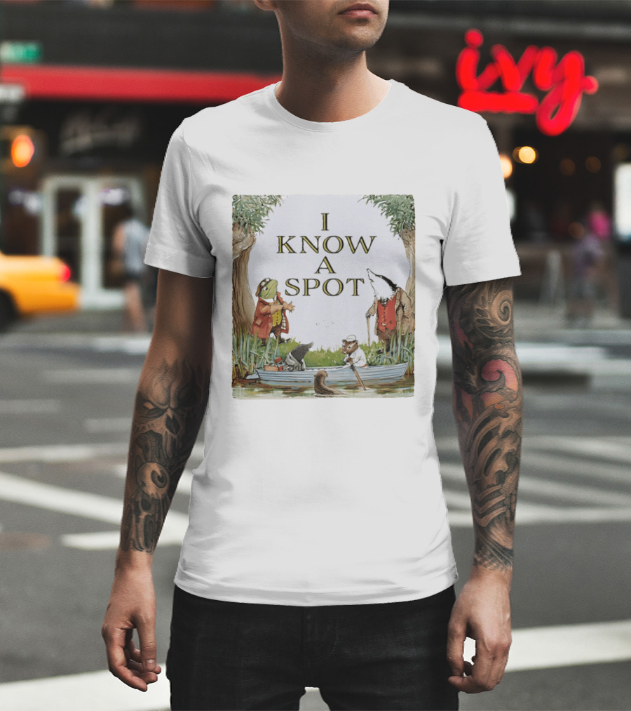 The Wind In The Willows Characters I Know A Spot Scene With Mole Water Rat Badger And Toad T-Shirt