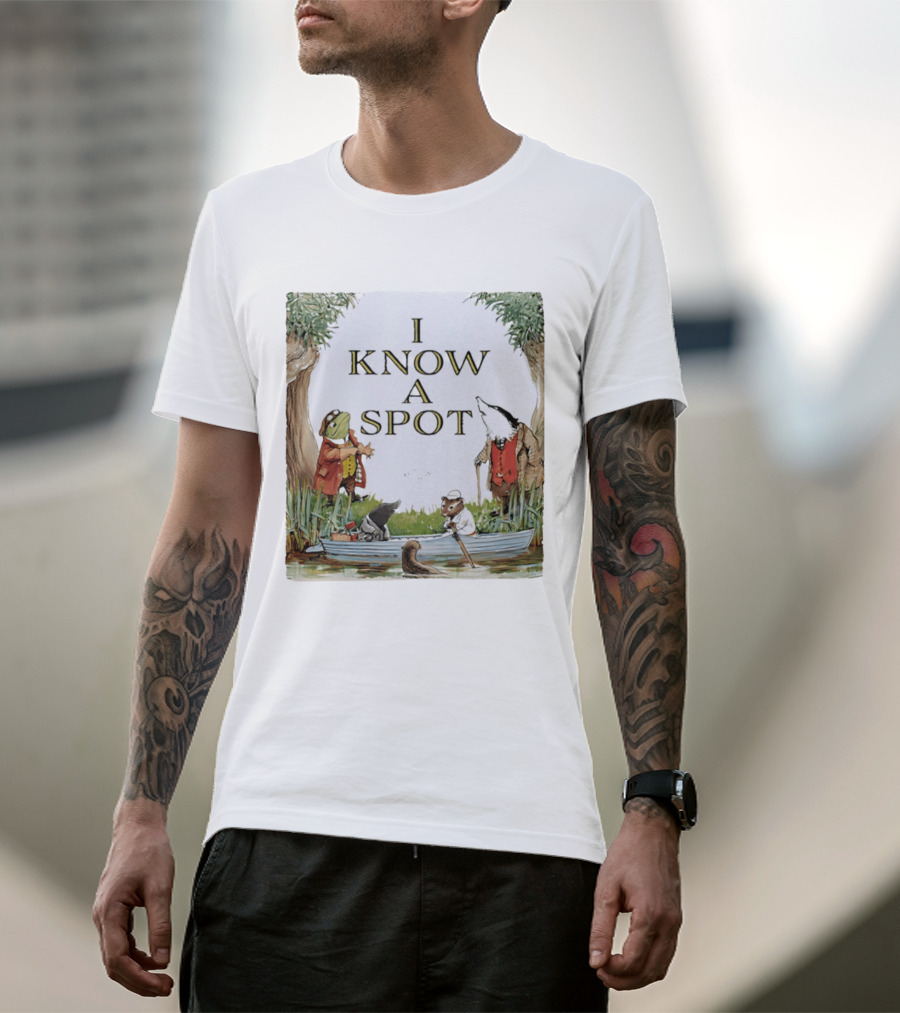 The Wind In The Willows Characters I Know A Spot Scene With Mole Water Rat Badger And Toad T-Shirt