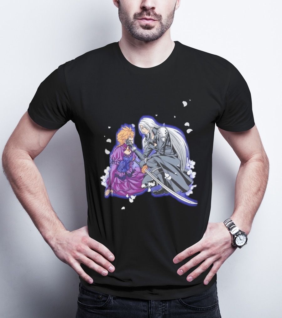 Aerith And Sephiroth Enemy Love Final Fantasy Iconic Characters In Romantic Conflict T-Shirt