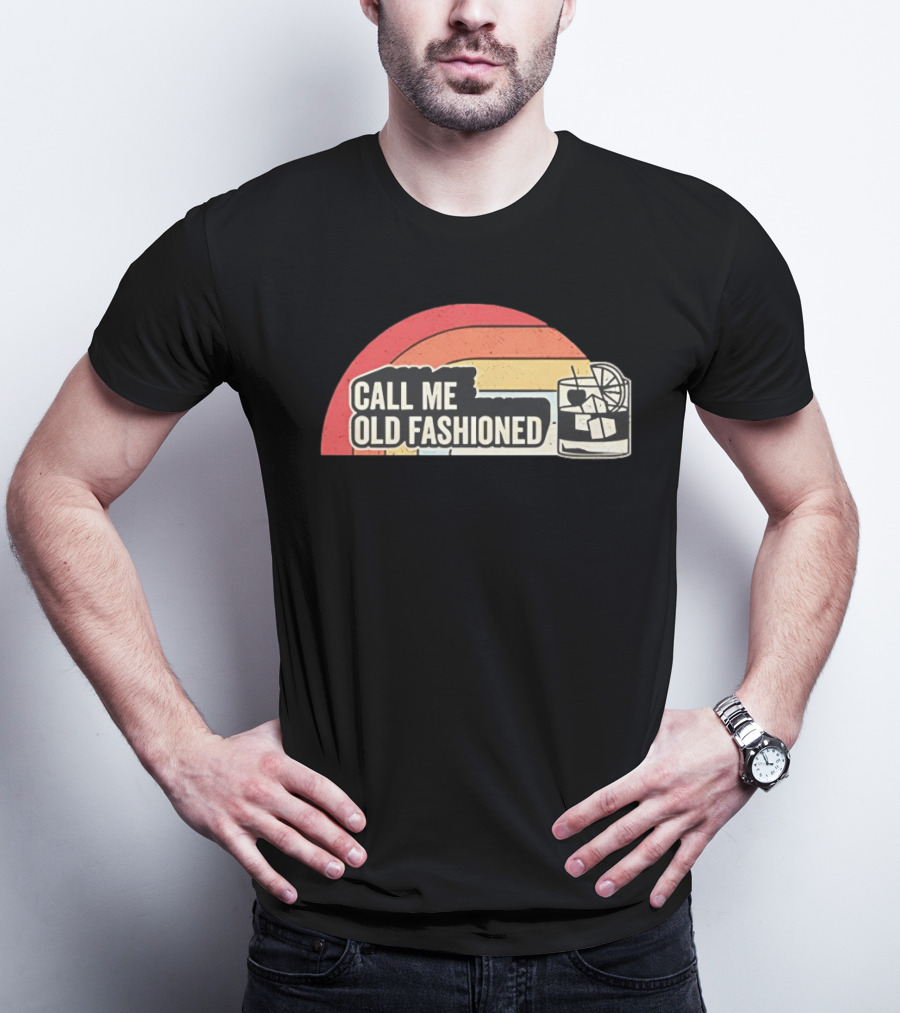 Call Me Old Fashioned Retro Cocktail Ice Cubes Slice Of Lemon T-Shirt