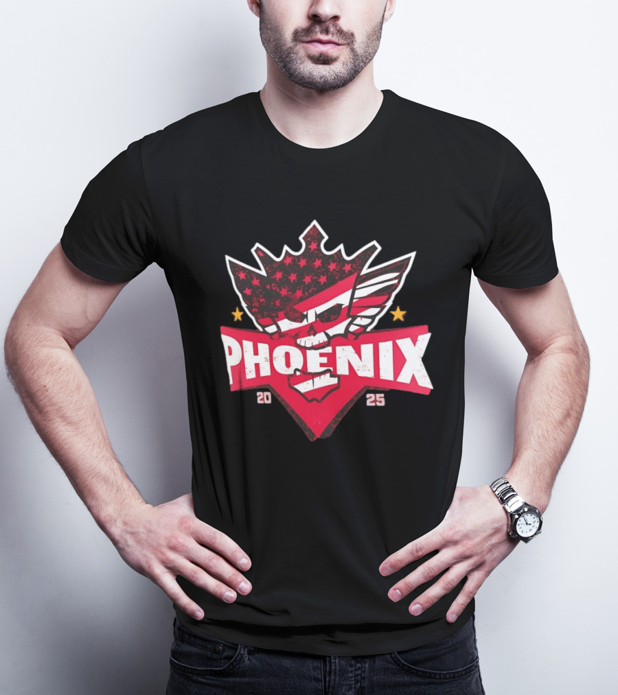 Cody Rhodes Phoenix Nightmare 2025 WWE Star Stripes Skull T-Shirt