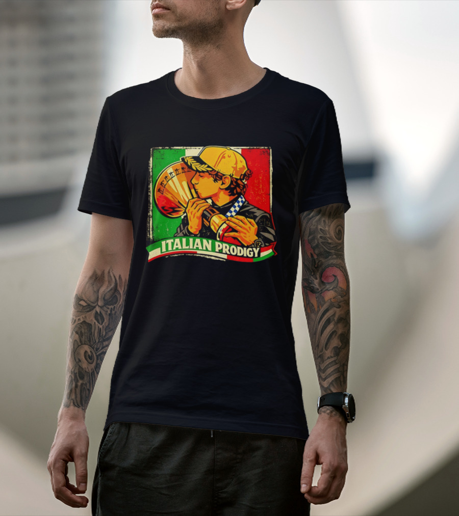 Italy Player Kissing Trophy Italian Prodigy Flag T-Shirt