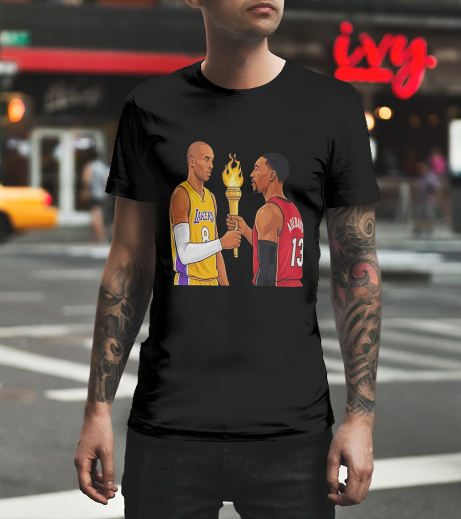 Kobe Lakers Number 8 Passing Torch To Adebayo Number 13 Basketball Moment T-Shirt