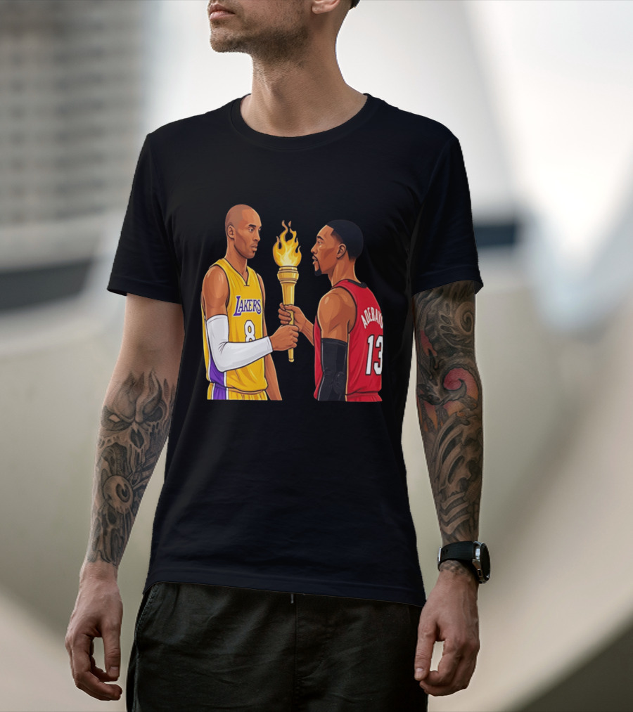 Kobe Lakers Number 8 Passing Torch To Adebayo Number 13 Basketball Moment T-Shirt