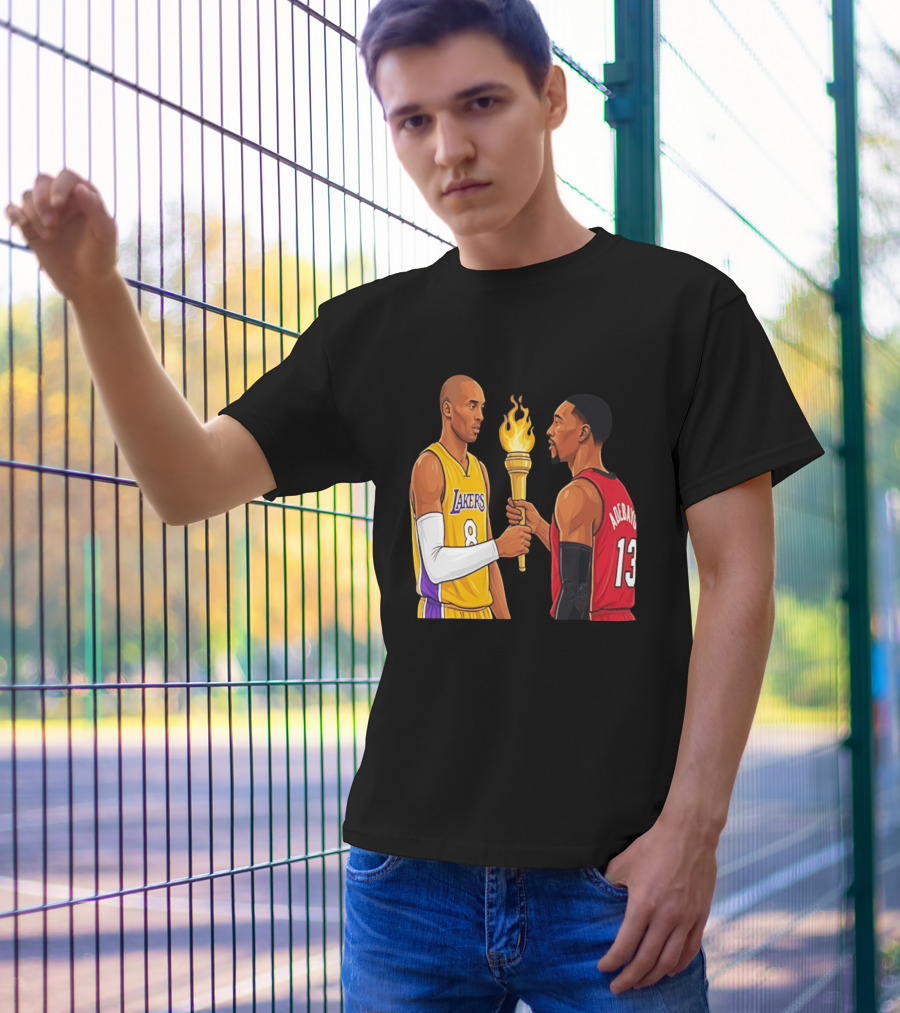 Kobe Lakers Number 8 Passing Torch To Adebayo Number 13 Basketball Moment T-Shirt