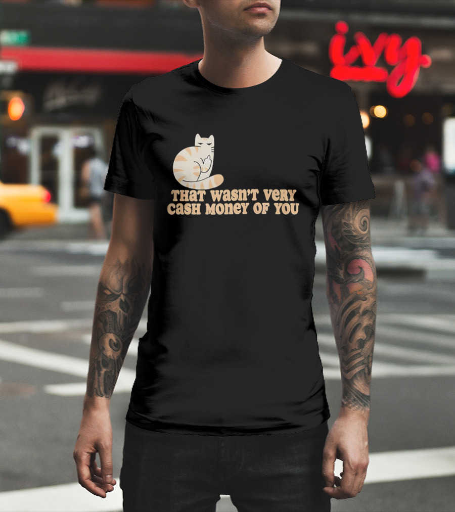 Tabby Cat Middle Finger That Wasn't Very Cash Money Of You T-Shirt
