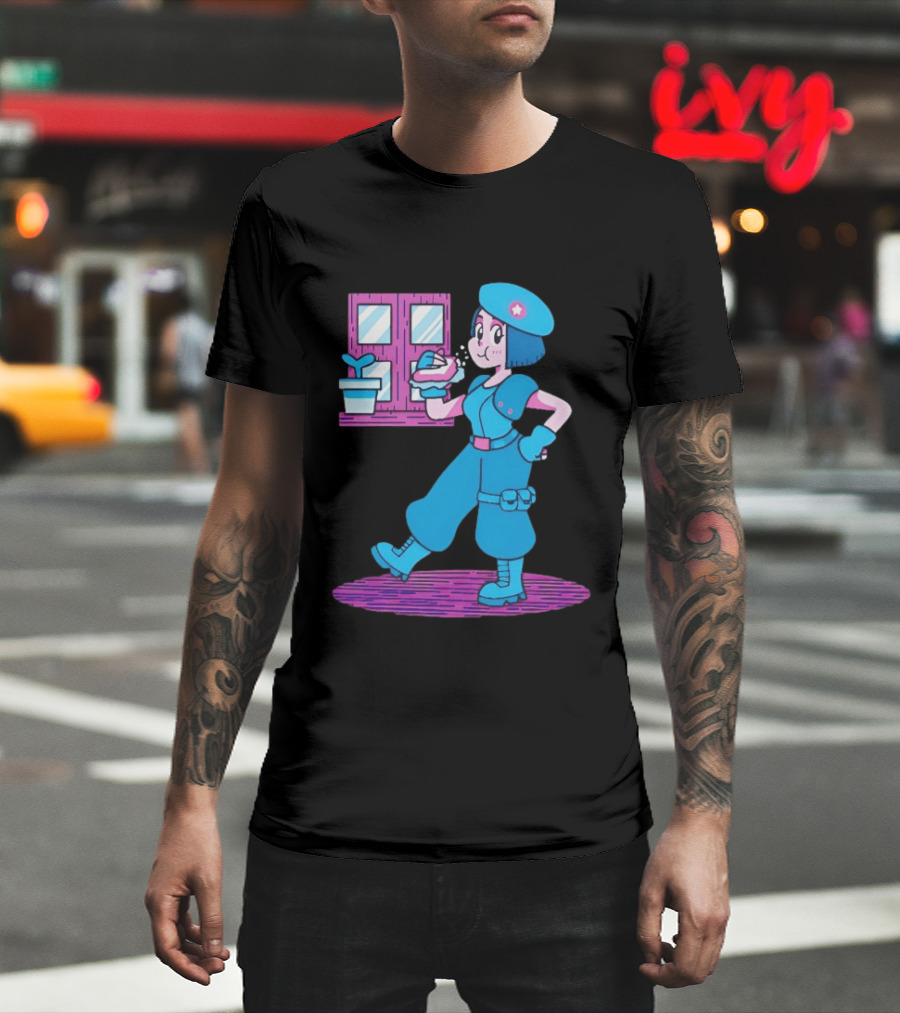 Cartoon Zombie Fighter Holding Plant And Spray T-Shirt