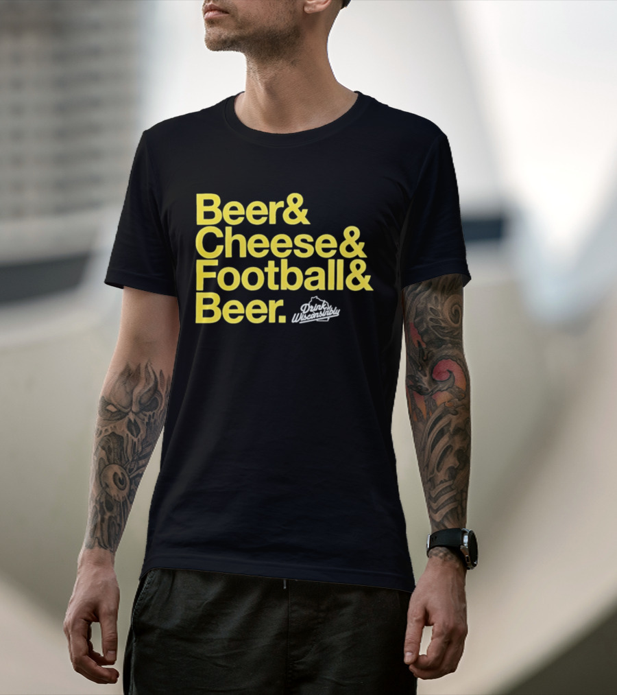 Beer Cheese Football Beer Drink Wisconsibly Packers Fans Game Day T-Shirt