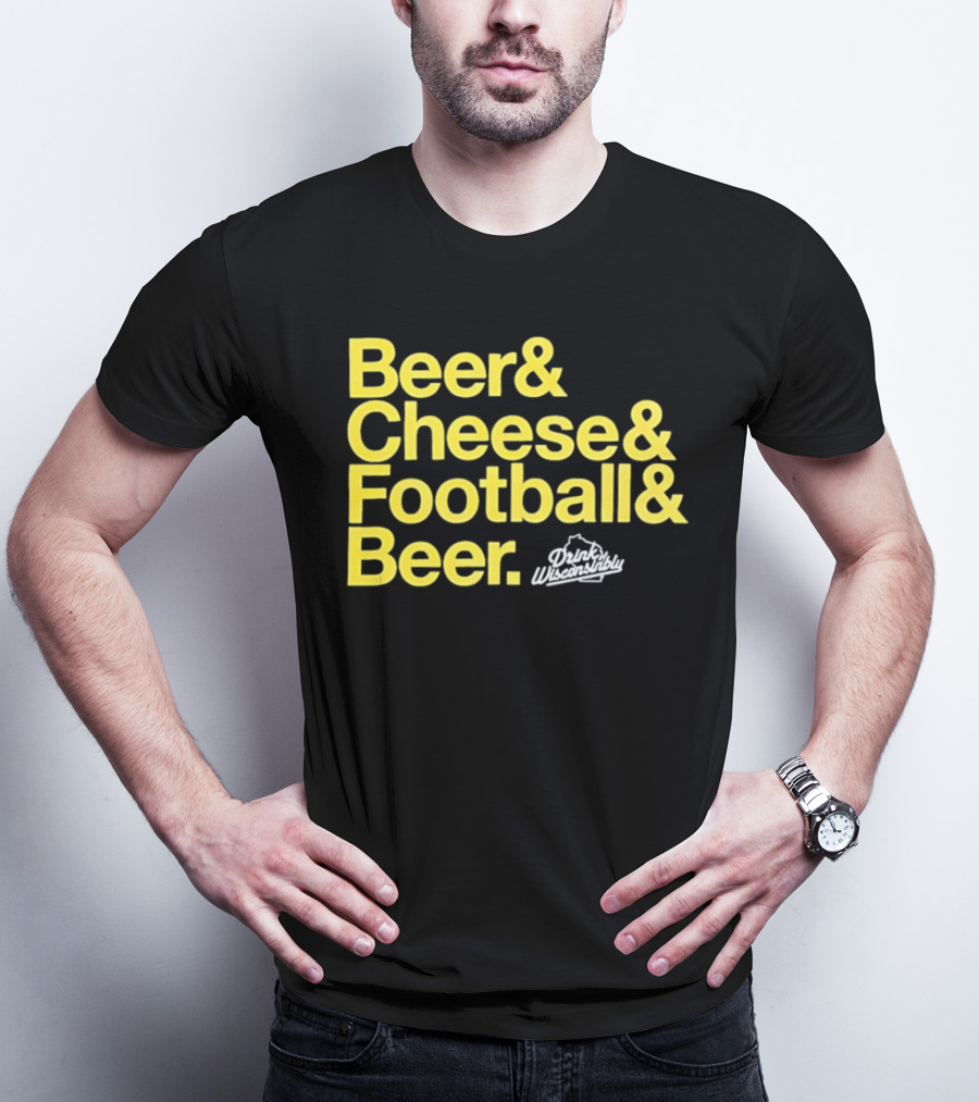 Beer Cheese Football Beer Drink Wisconsibly Packers Fans Game Day T-Shirt