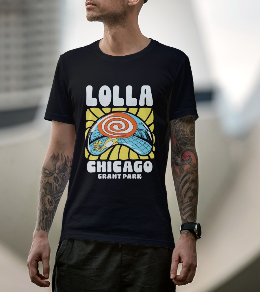 Lolla Chicago Grant Park Swirl Hat Summer Sunburst T-Shirt