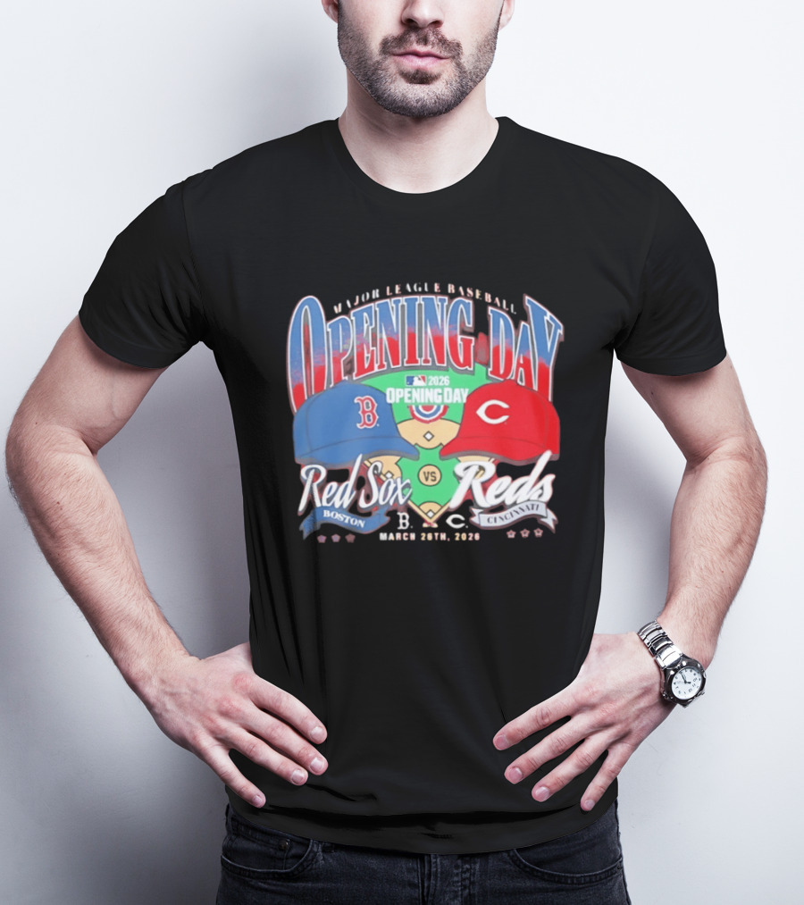 2026 Major League Baseball Opening Day Boston Red Sox Vs Cincinnati Reds March 30th T-Shirt