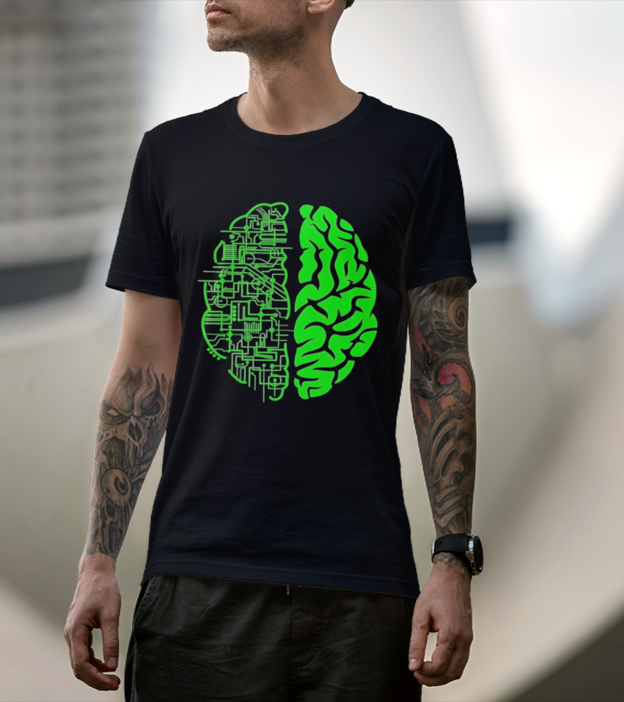 Mind Vs Machine Circuitry Brain Dual Personality T-Shirt